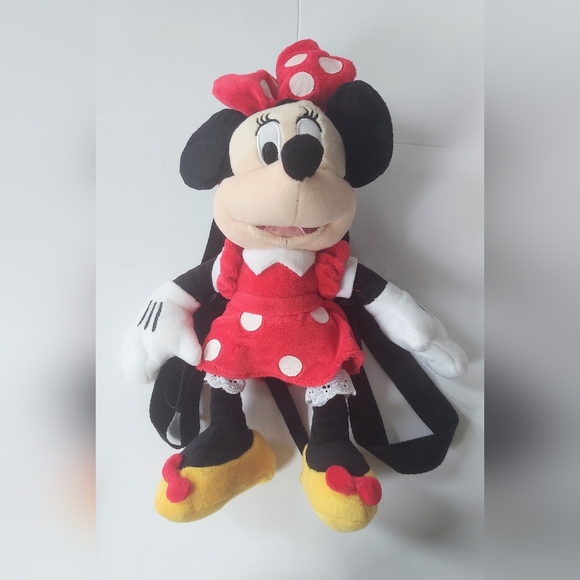 Disney | Accessories | Disney Minnie Mouse Backpack Plush Red Dress ...